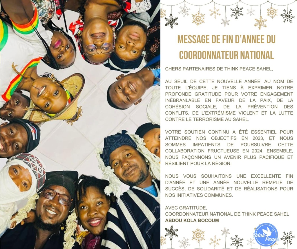 Message de fin d’année du Coordonnateur National de Think Peace Sahel ...